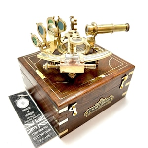 Antique Brass Sextant - Navigational Tool for Astronomy and Marine ...