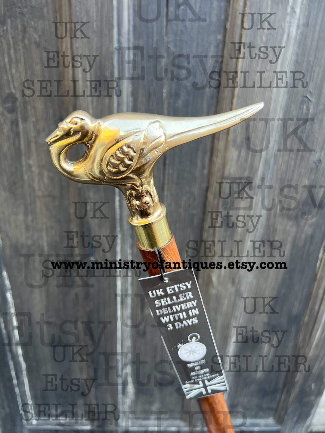 Swan Handle Wooden Walking Cane Stick Polished Foldable Handcrafted ...