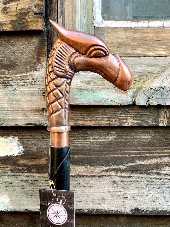 Dragon Head Designer Antique Style Handle Wooden Walking Stick | Etsy