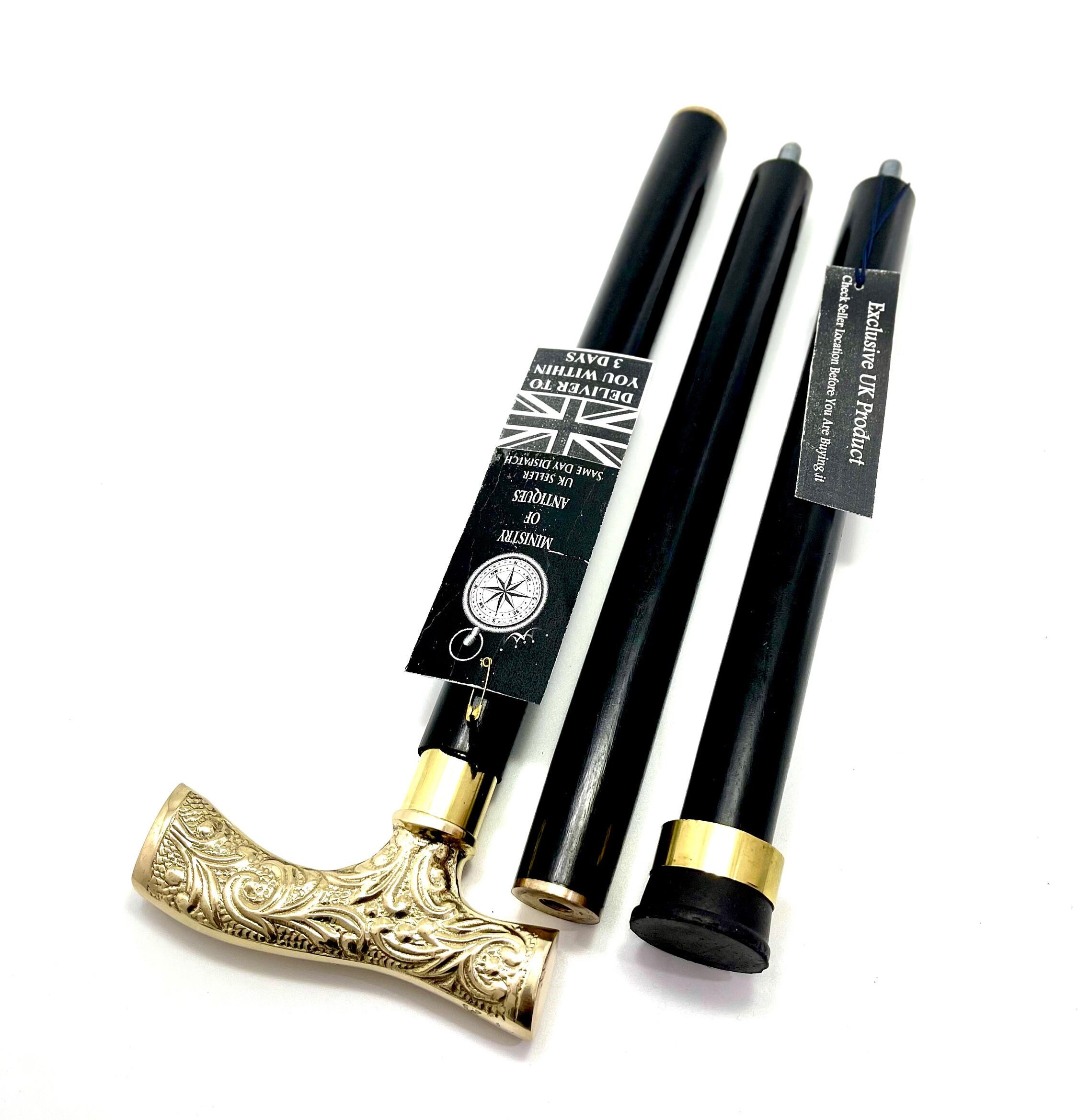 Elegant Curved Handle Antique Design Brass Stylish Hardwood - Etsy UK