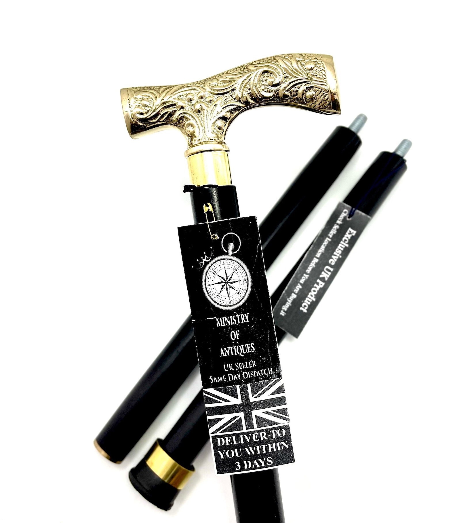 Elegant Curved Handle Antique Design Brass Stylish Hardwood - Etsy UK