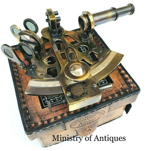 Sextant With Genuine Leather Box Nautical Navigation Collection Pirate ...