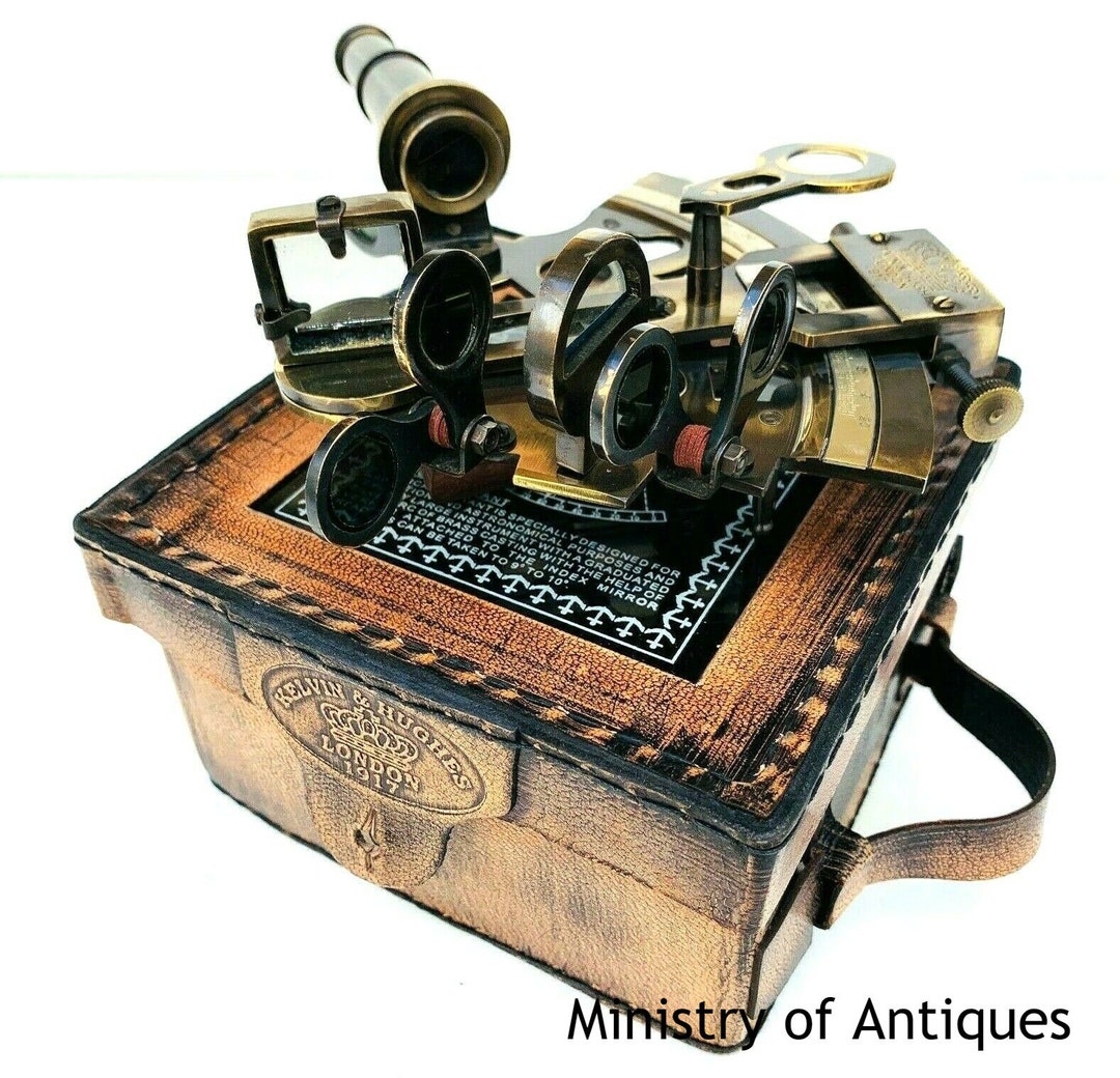 Sextant With Genuine Leather Box Nautical Navigation Collection Pirate ...