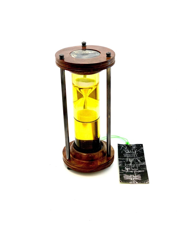 Vintage Sand Timer Yellow Liquid Antique Solid Brass Ship - Etsy