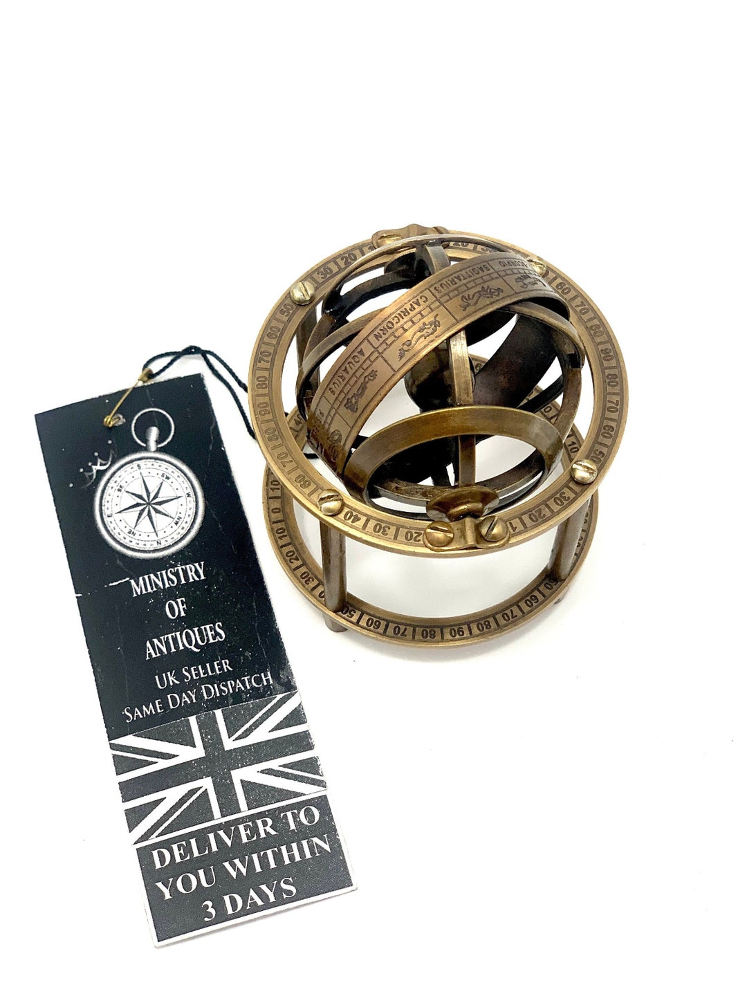 Brass Antique Armillary Sphere Globe Replica 9cm Astrolabe Nautical ...