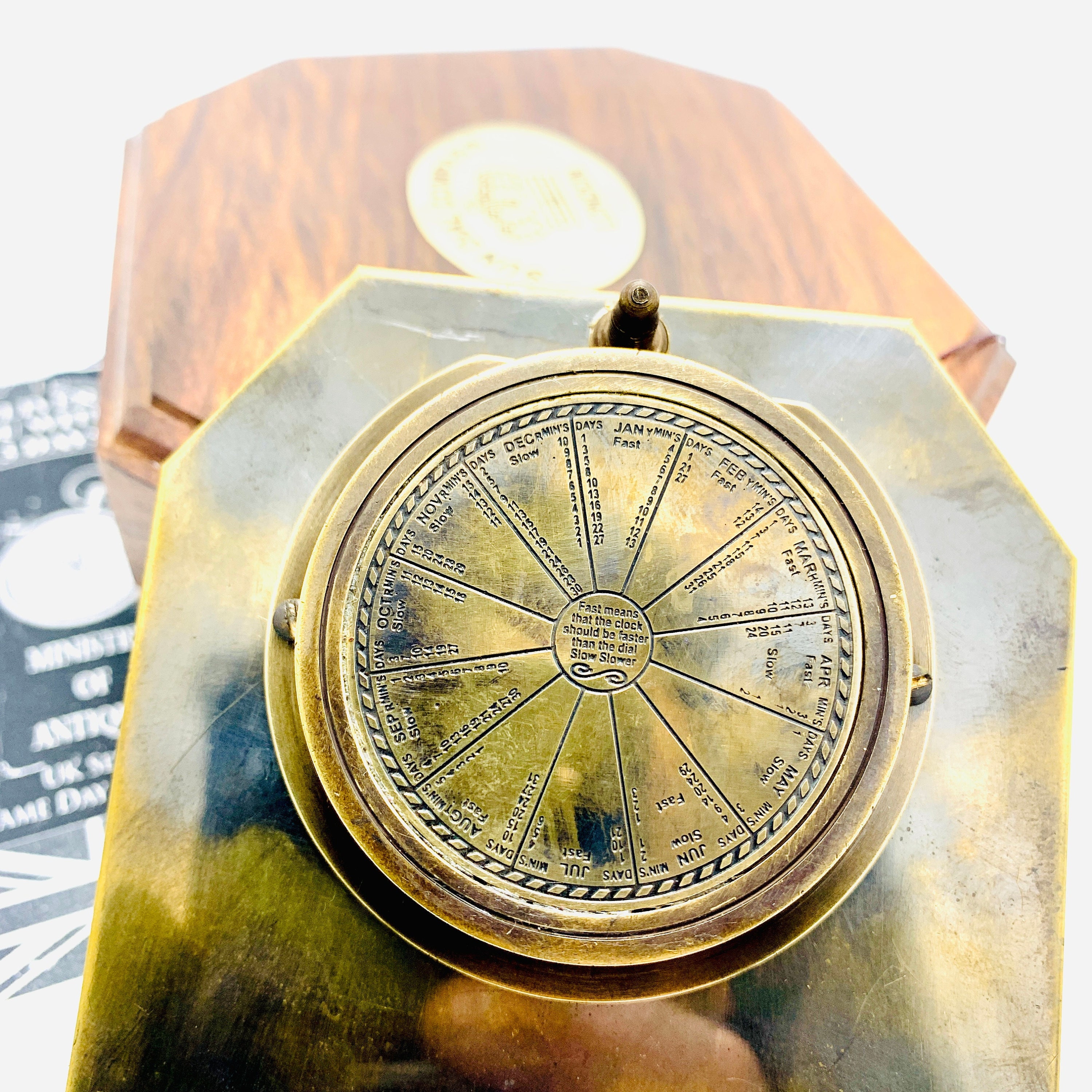 Antique Nautical Sundial Pendulum Compass Engrave Gilbert & | Etsy