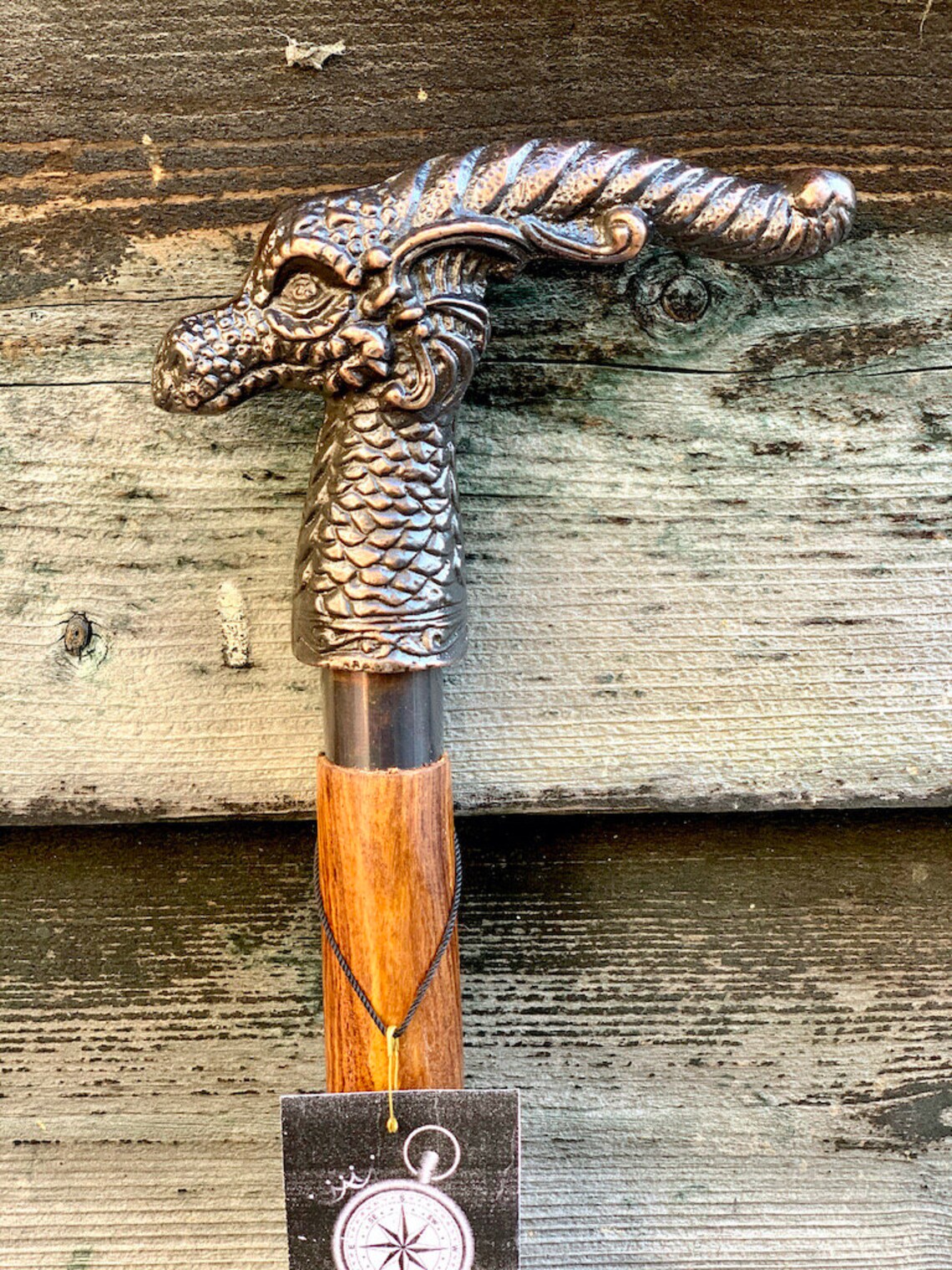 Dragon Head Designer Antique Style Handle Wooden Walking Stick Handmade ...