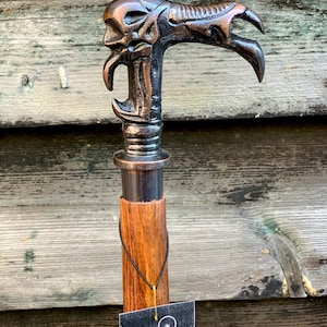 Alien Head Designer Antique Style Handle Wooden Walking Stick Handmade ...
