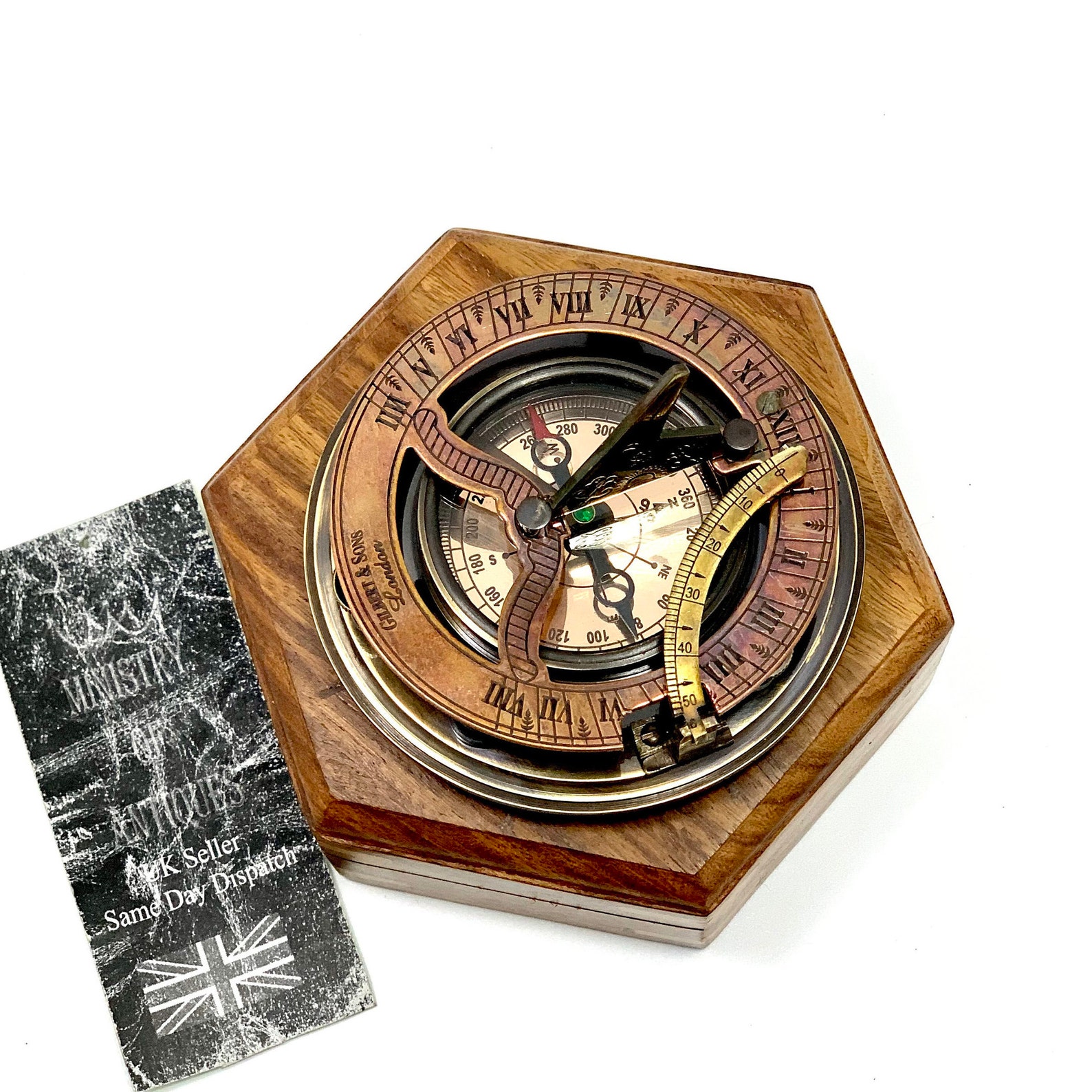 Sundial Compass Vintage Brass Antique Nautical 4 Inch - Etsy UK