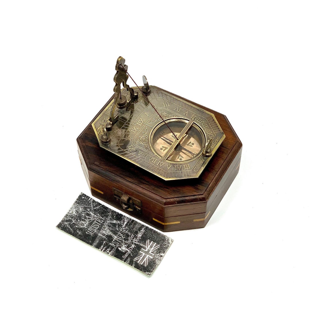 Antique Nautical Sundial Pendulum Compass Engrave Gilbert & Sons London ...