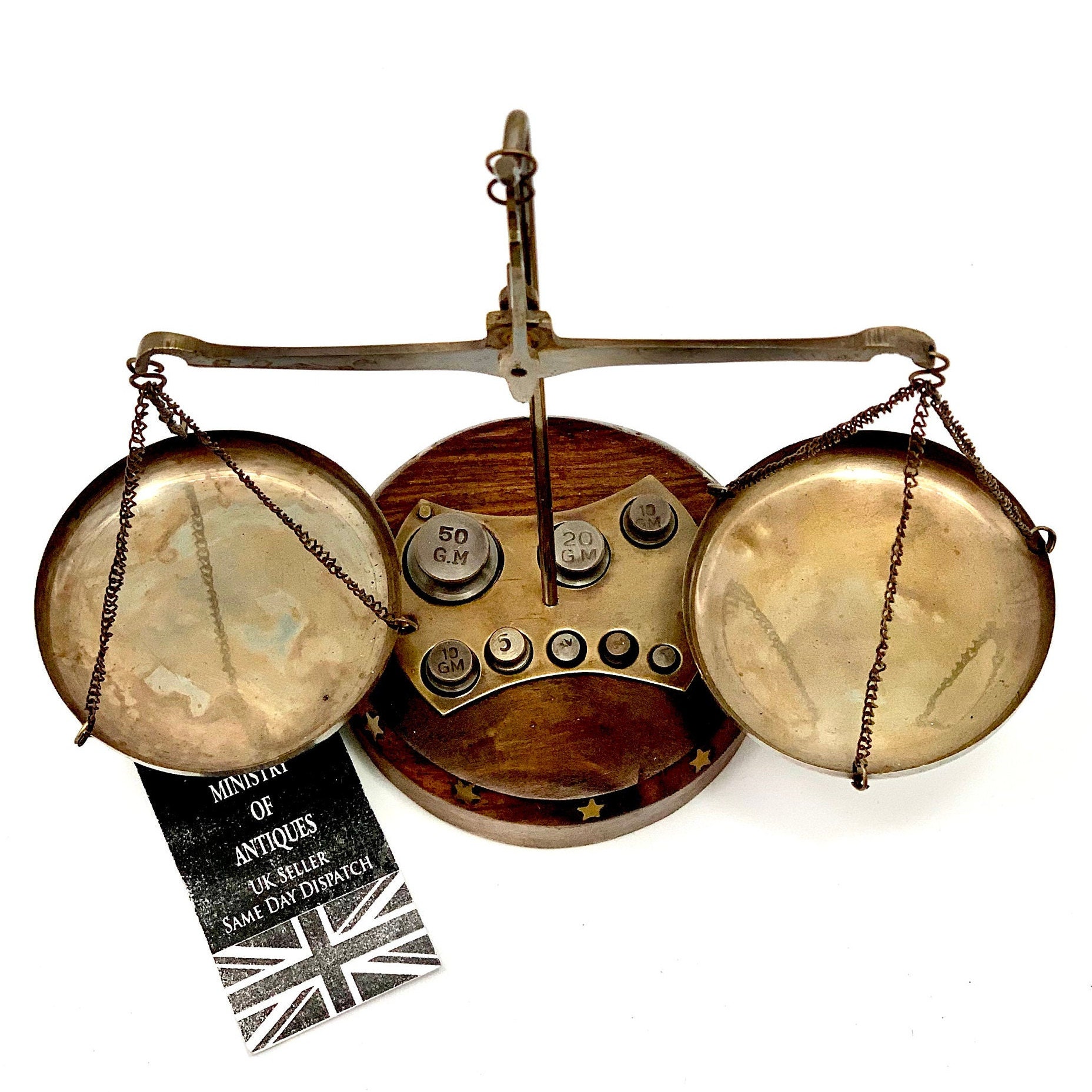 Antique Design Brass Double Arm Apothecary Balance Scales With 8 ...