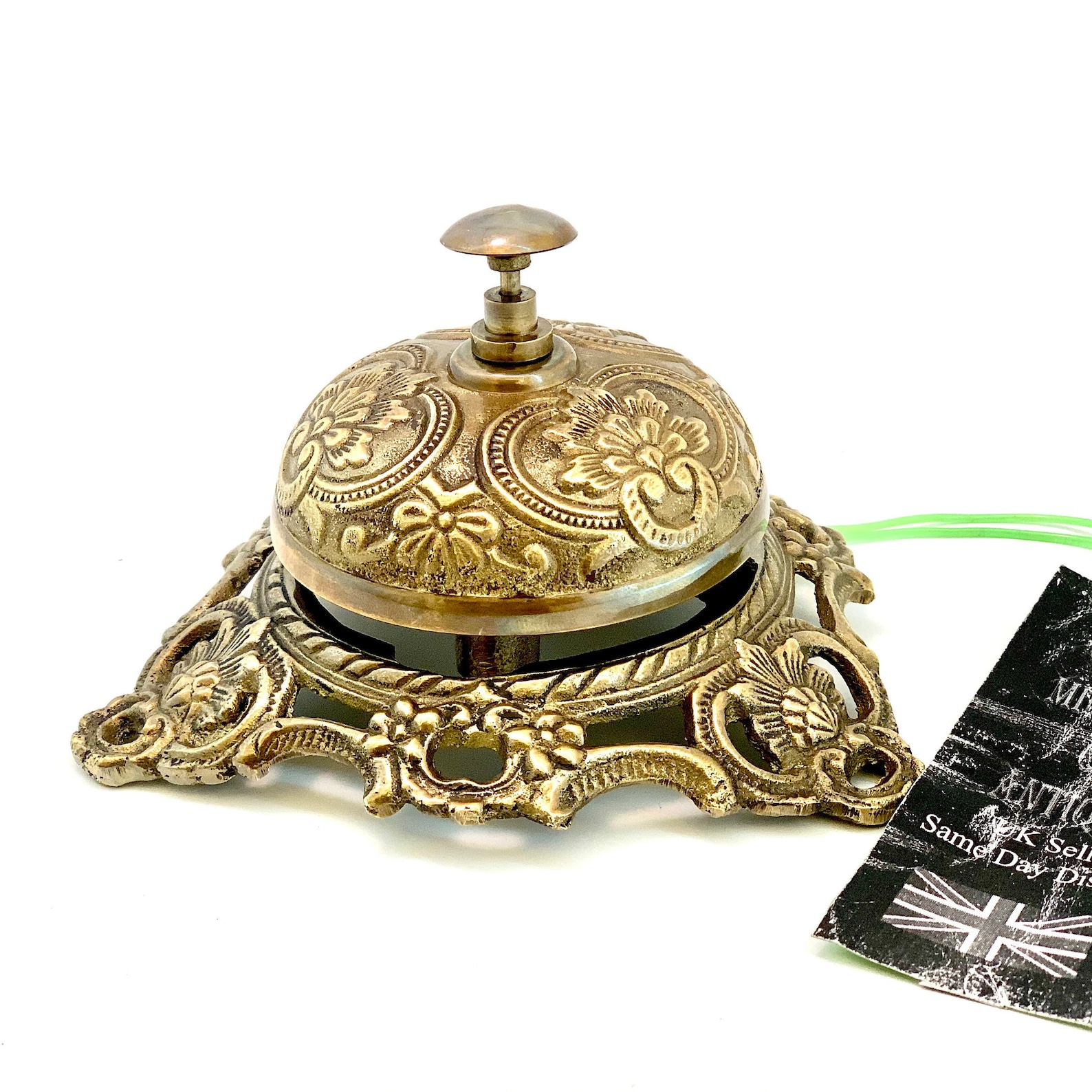 Vintage Embossed Table Desk Bell Shiny Brass Finish Bell - Etsy UK