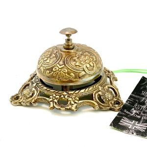 Vintage Embossed Table Desk Bell Shiny Brass Finish Bell Reception ...