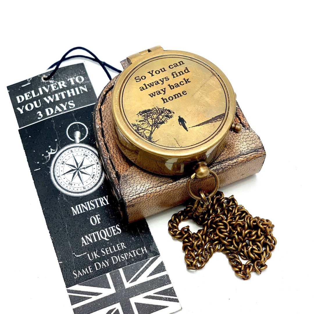 Personalised Engraved Pocket Compass Brass Nautical Compass, Handmade ...