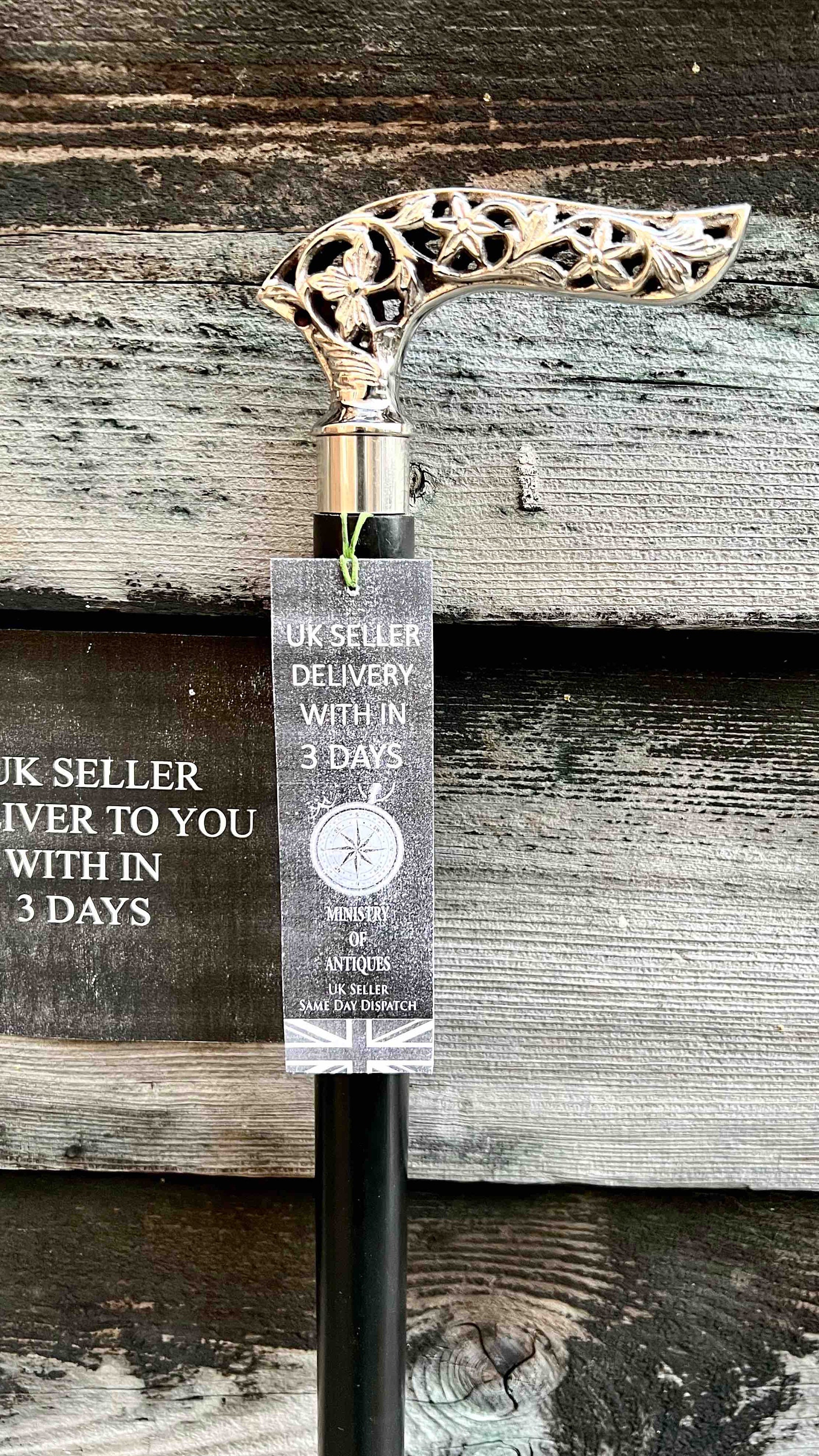 Walk in Style With Our Silver Flower Carved Derby Handled - Etsy UK