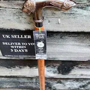 Lion Handle Elegant Sturdy Polished Wooden Walking Stick - Finest Wood ...