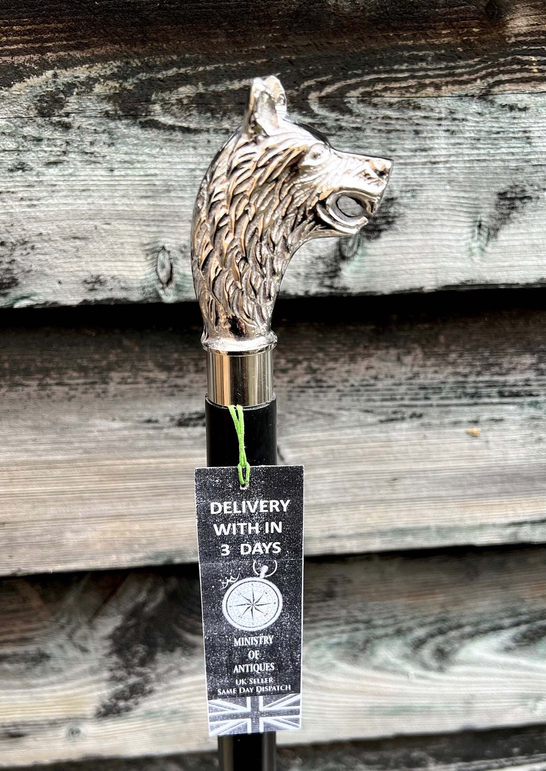 Stylish Foldable Wooden Walking Stick With Wolf Handle - Available in ...