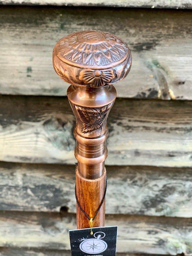 Antique Design Flower Handle Solid Brass Stylish Hard Wood Polished ...