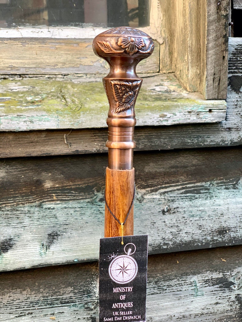 Antique Design Flower Handle Solid Brass Stylish Hard Wood - Etsy