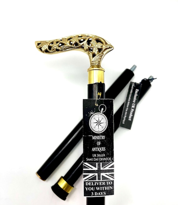 Elegant Curved Handle Antique Design Brass Stylish Hardwood - Etsy