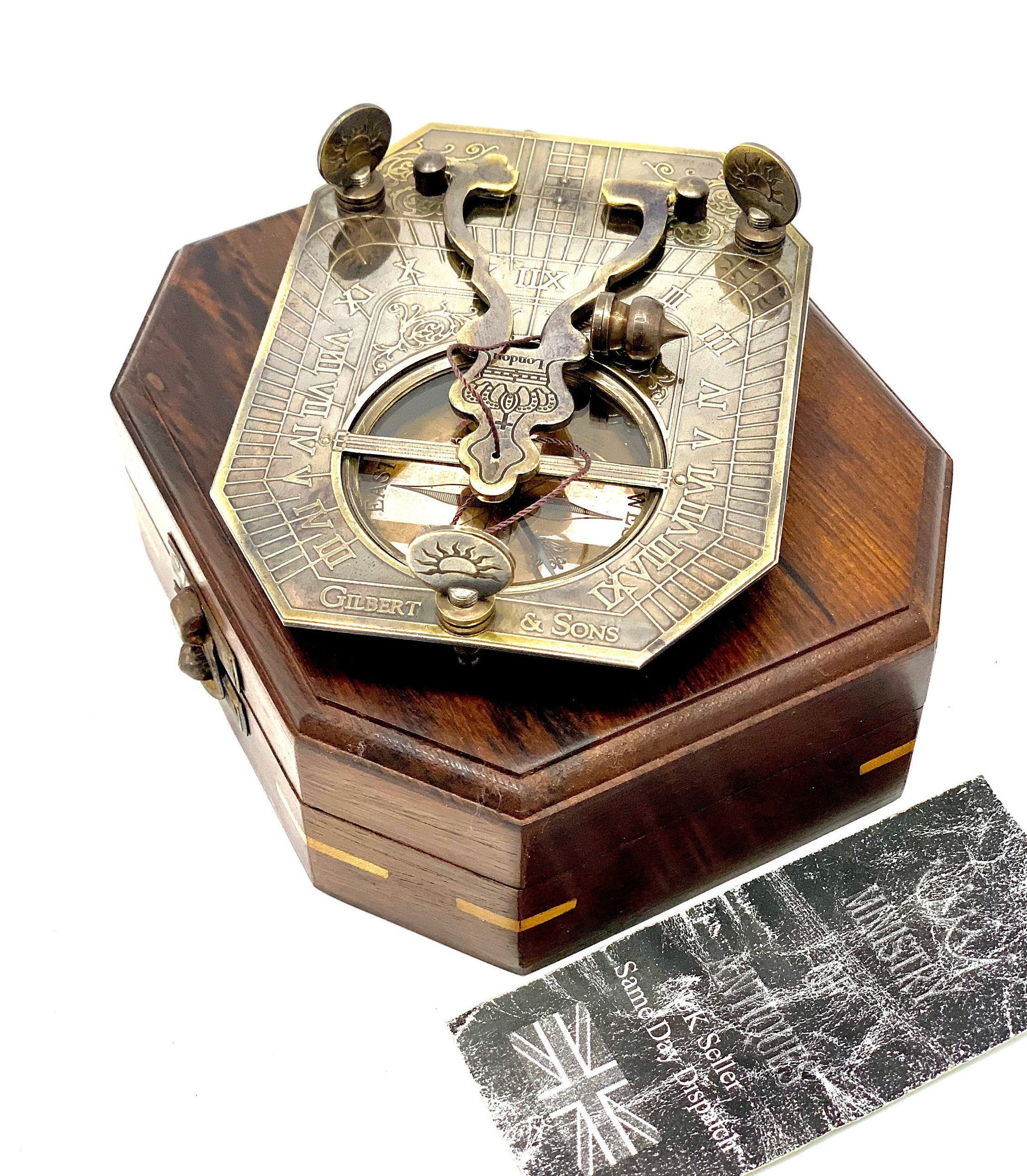 Antique Nautical Sundial Pendulum Compass Engrave Gilbert & - Etsy