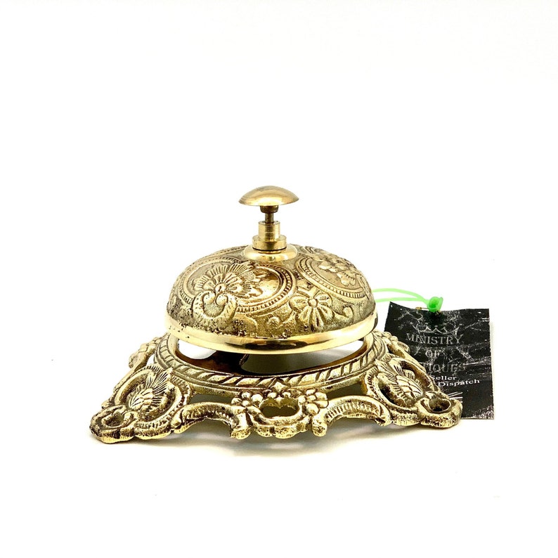 Vintage Embossed Table Desk Bell Shiny Brass Finish Bell | Etsy UK