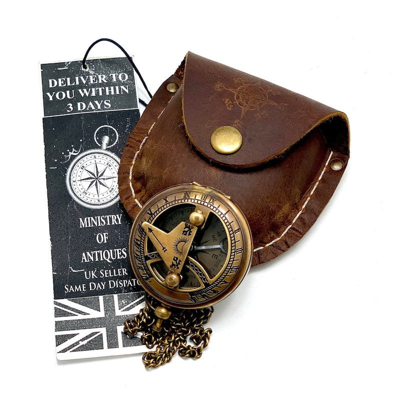 Sundial Pocket Compass Personalised Compass, Handmade Compass ...