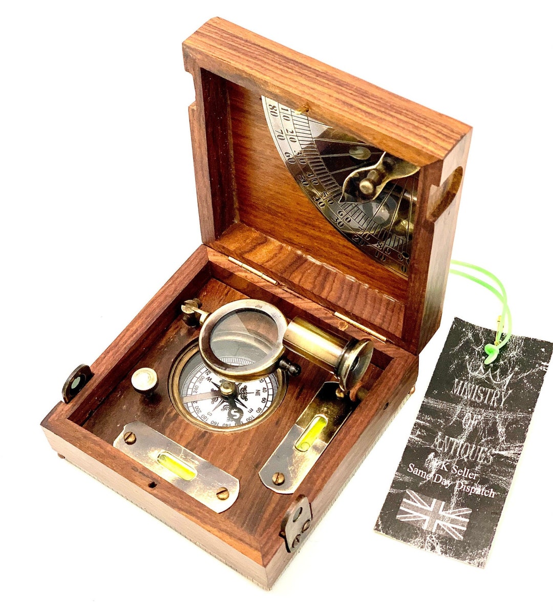 Marine Master Box With Brass Compass Telescope , Clinometer Spirit ...