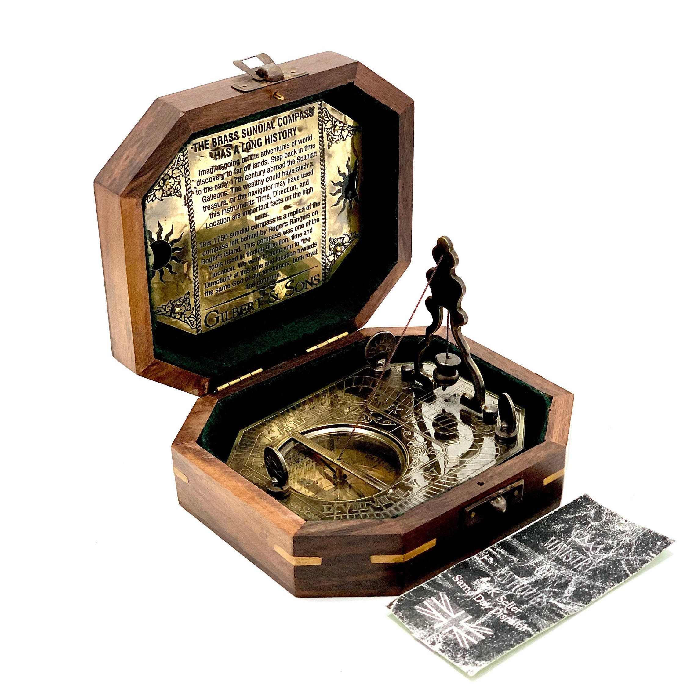 Antique Nautical Sundial Pendulum Compass Engrave Gilbert & - Etsy
