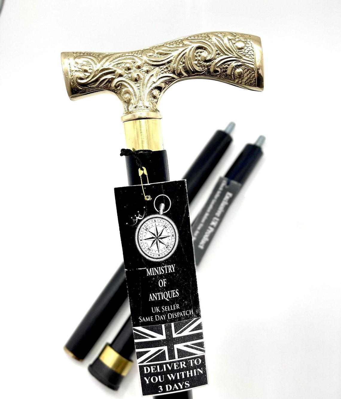 Elegant Curved Handle Antique Design Brass Stylish Hardwood - Etsy UK