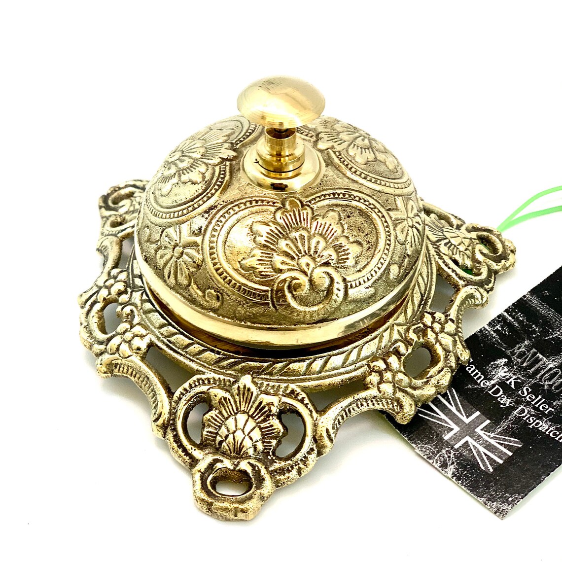 Vintage Embossed Table Desk Bell Shiny Brass Finish Bell | Etsy UK