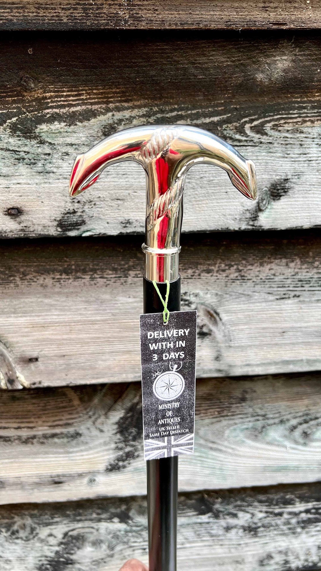 Nautical Style Silver Anchor Handle With Black Foldable Wooden Walking ...