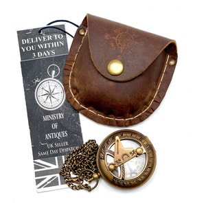 Sundial Pocket Compass Personalised Compass, Handmade Compass ...