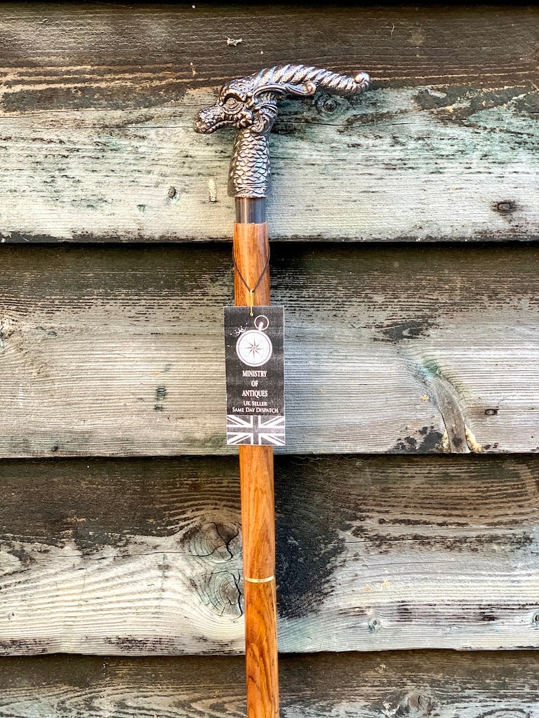 Dragon Head Designer Antique Style Handle Wooden Walking Stick | Etsy