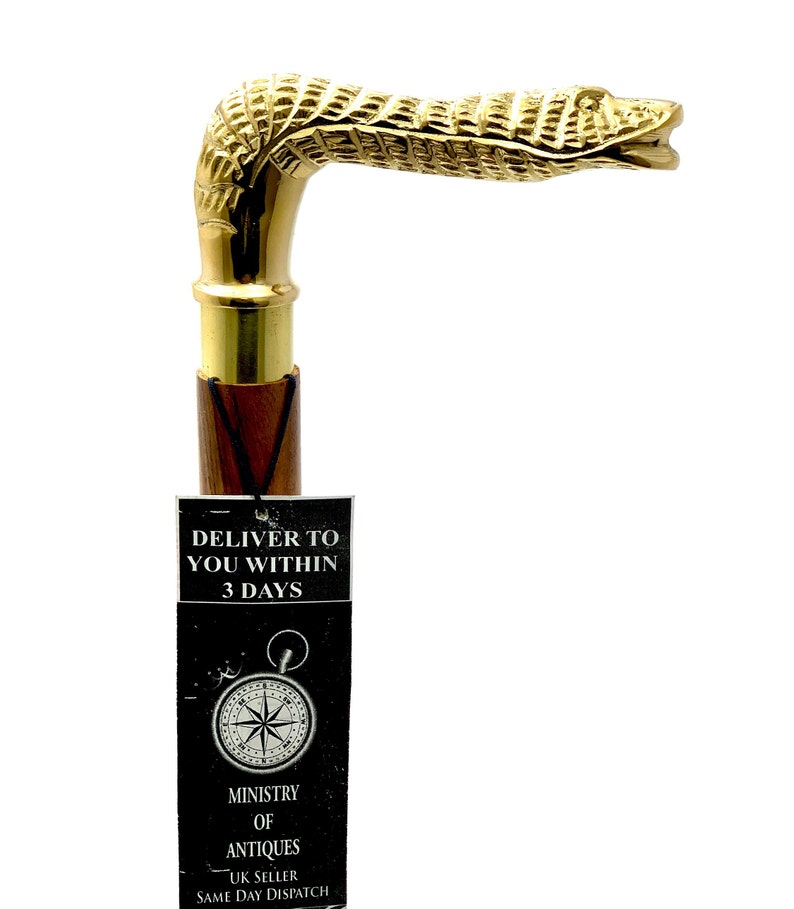 Snake Handle Solid Brass Stylish Hard Wood Folding Walking | Etsy