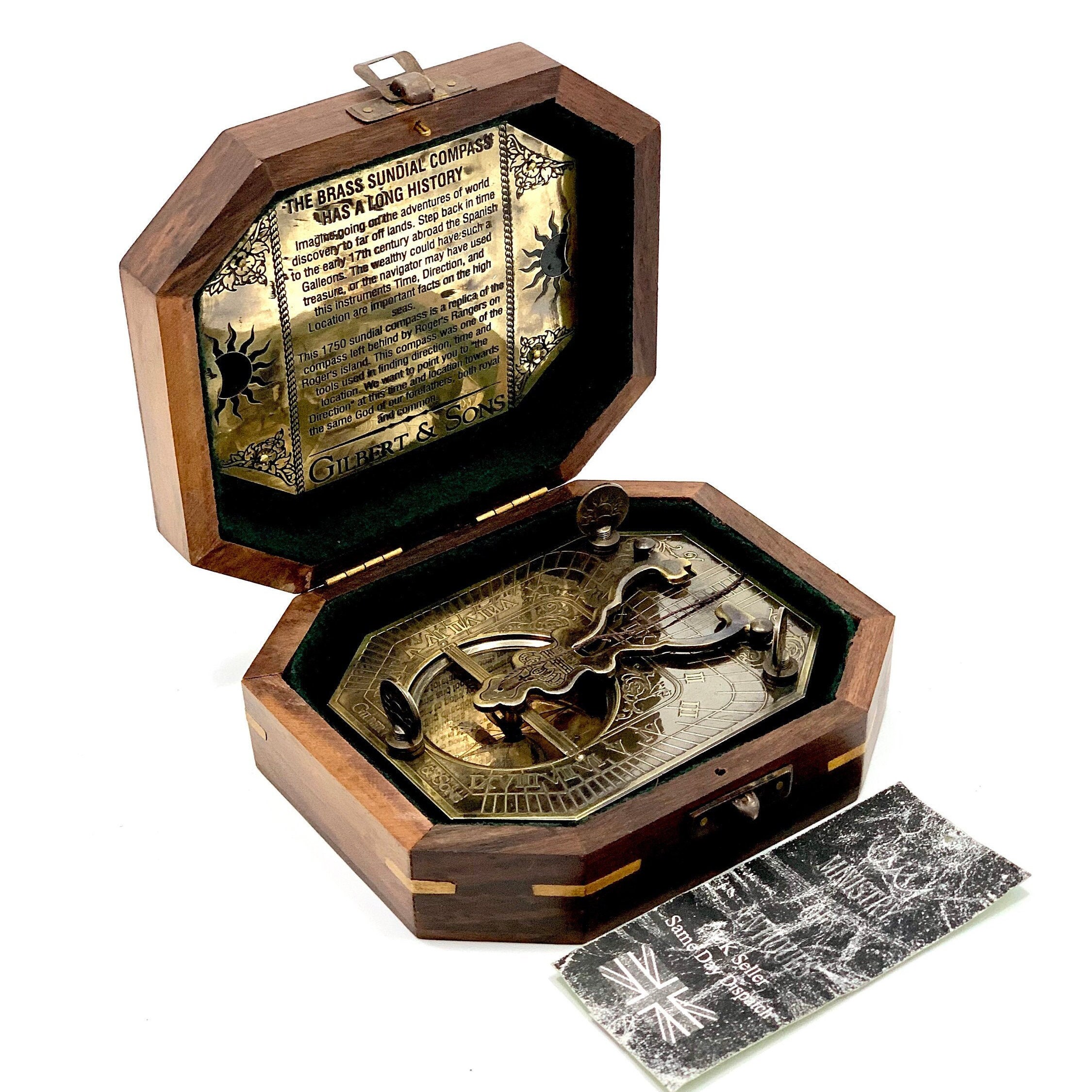 Antique Nautical Sundial Pendulum Compass Engrave Gilbert & - Etsy