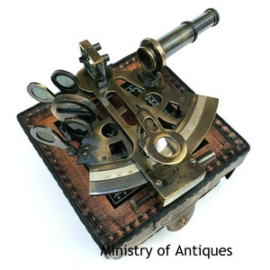 Sextant With Genuine Leather Box Nautical Navigation Collection Pirate ...
