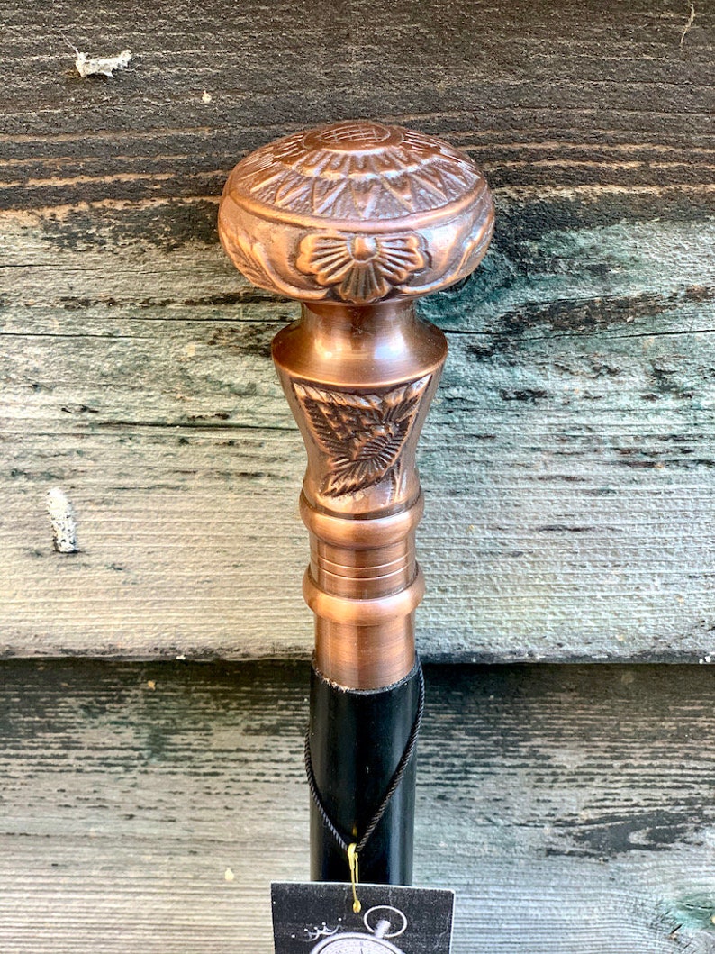 Antique Design Flower Handle Solid Brass Stylish Hard Wood Polished ...