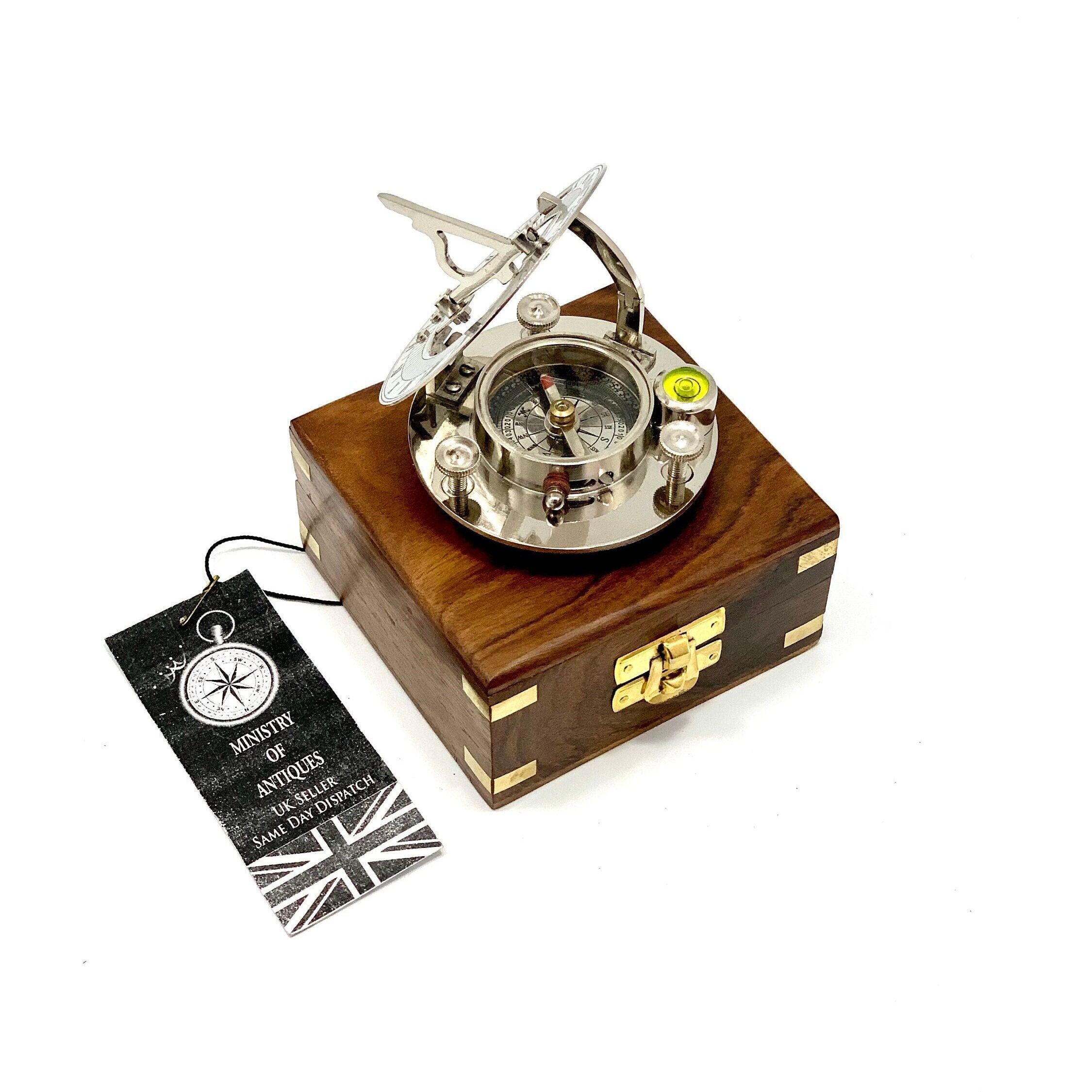 Sundial Compass Silver Colour Vintage Nautical Retro Steampunk | Etsy