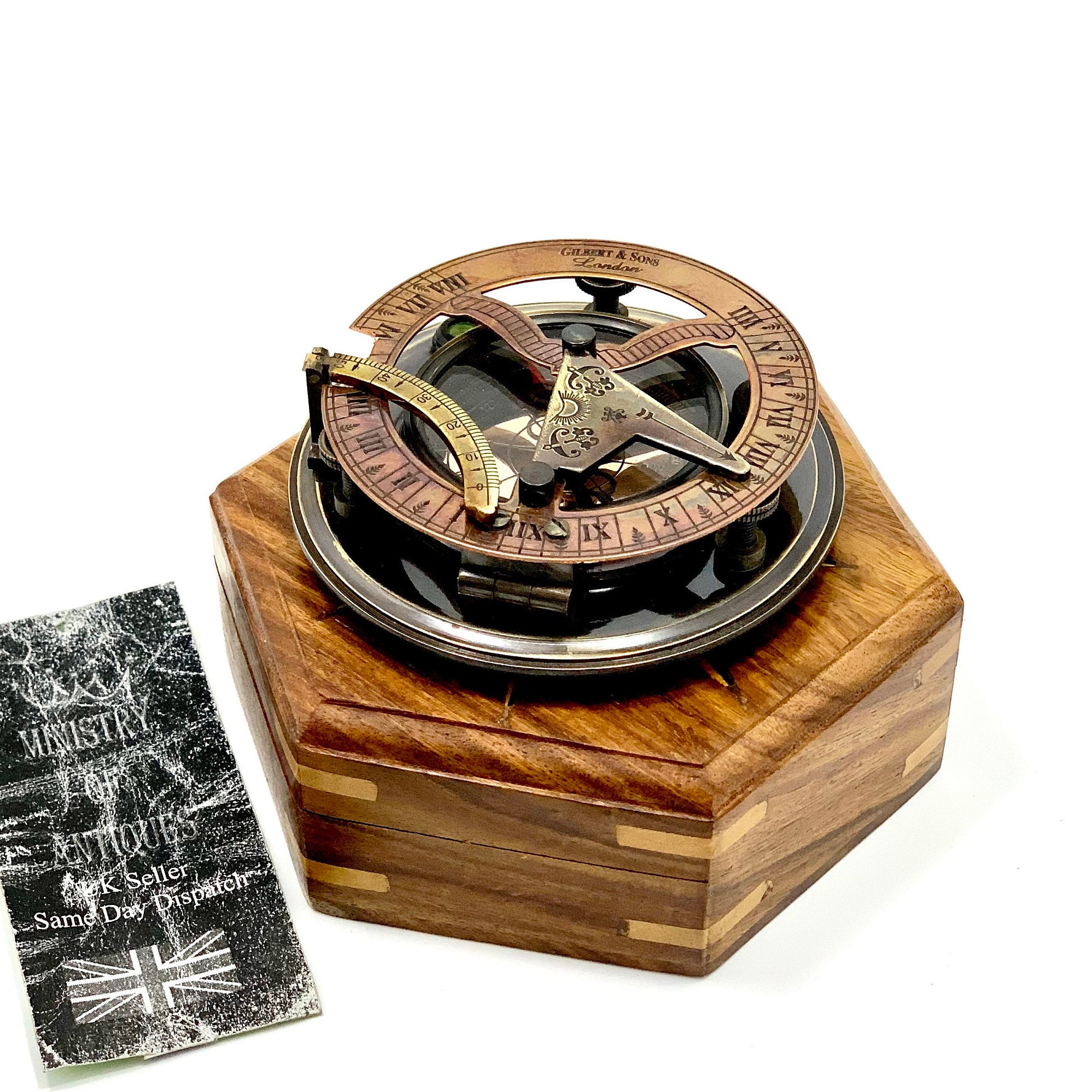 Sundial Compass Vintage Brass Antique Nautical 4 Inch | Etsy