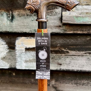 Lion Handle Elegant Sturdy Polished Wooden Walking Stick - Finest Wood ...