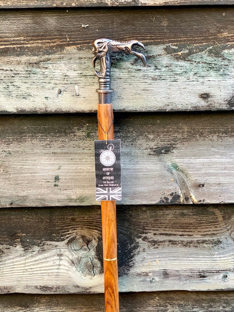 Alien Head Designer Antique Style Handle Wooden Walking Stick | Etsy