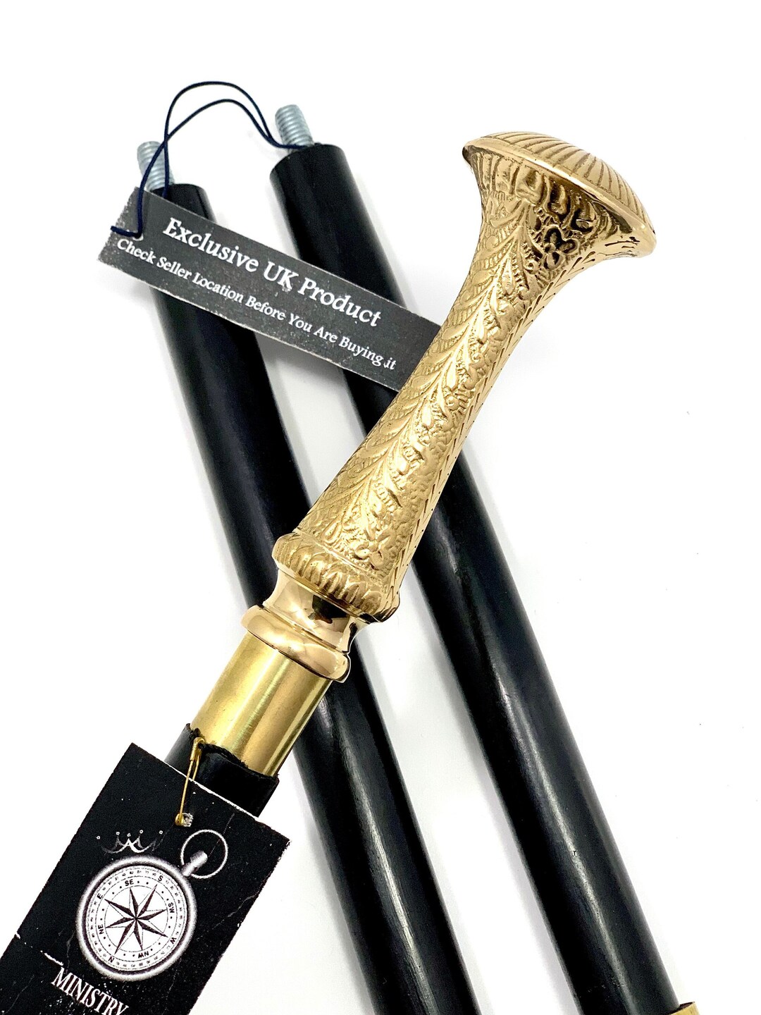 Flower Handle Antique Design Brass Stylish Hardwood Foldable Walking ...