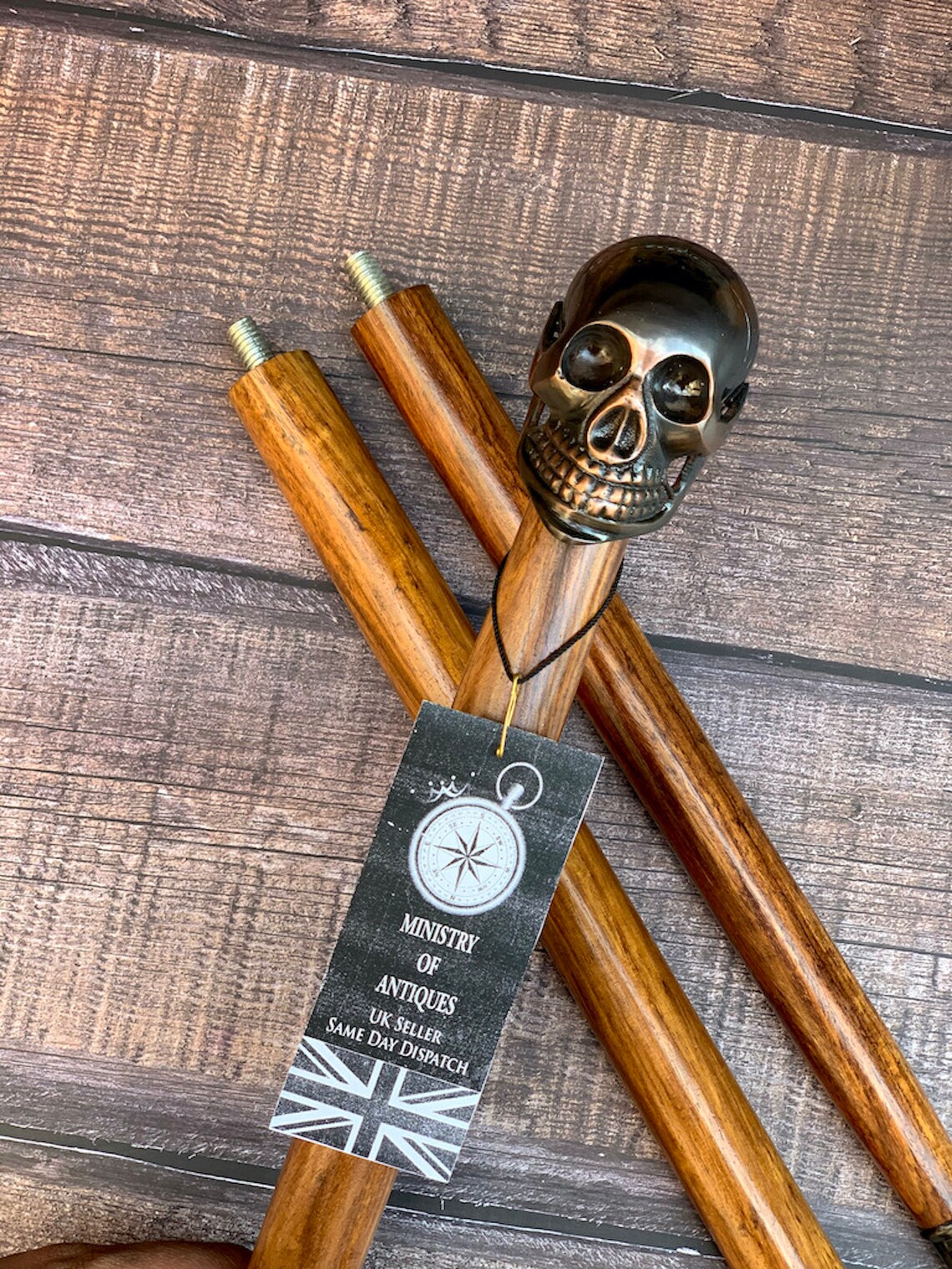 Skull Handle Walking Cane Fashionable Walking Stick Hand Made Wooden ...