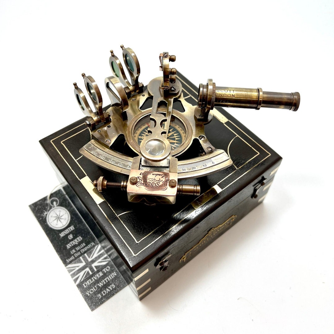 Antique Brass Sextant - Navigational Tool for Astronomy and Marine ...