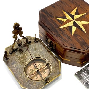 Antique Nautical Sundial Pendulum Compass Engrave Gilbert & Sons London ...