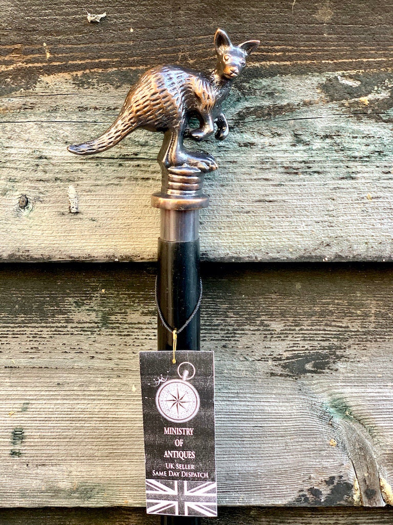 Kangaroo Designer Antique Style Handle Wooden Walking Stick Handmade ...