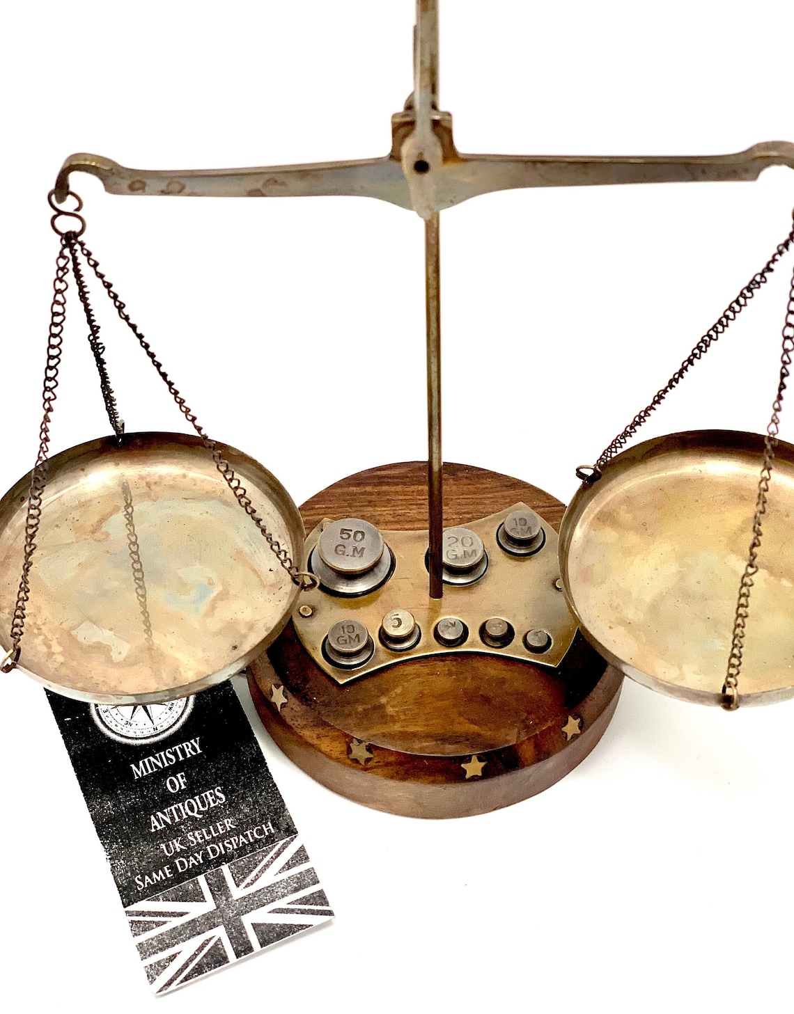 Antique Design Brass Double Arm Apothecary Balance Scales With 8 ...