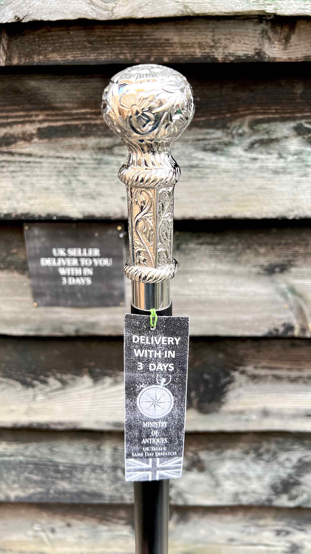 Get Noticed With Our Stunning Silver-handled Black Wooden Walking Stick ...