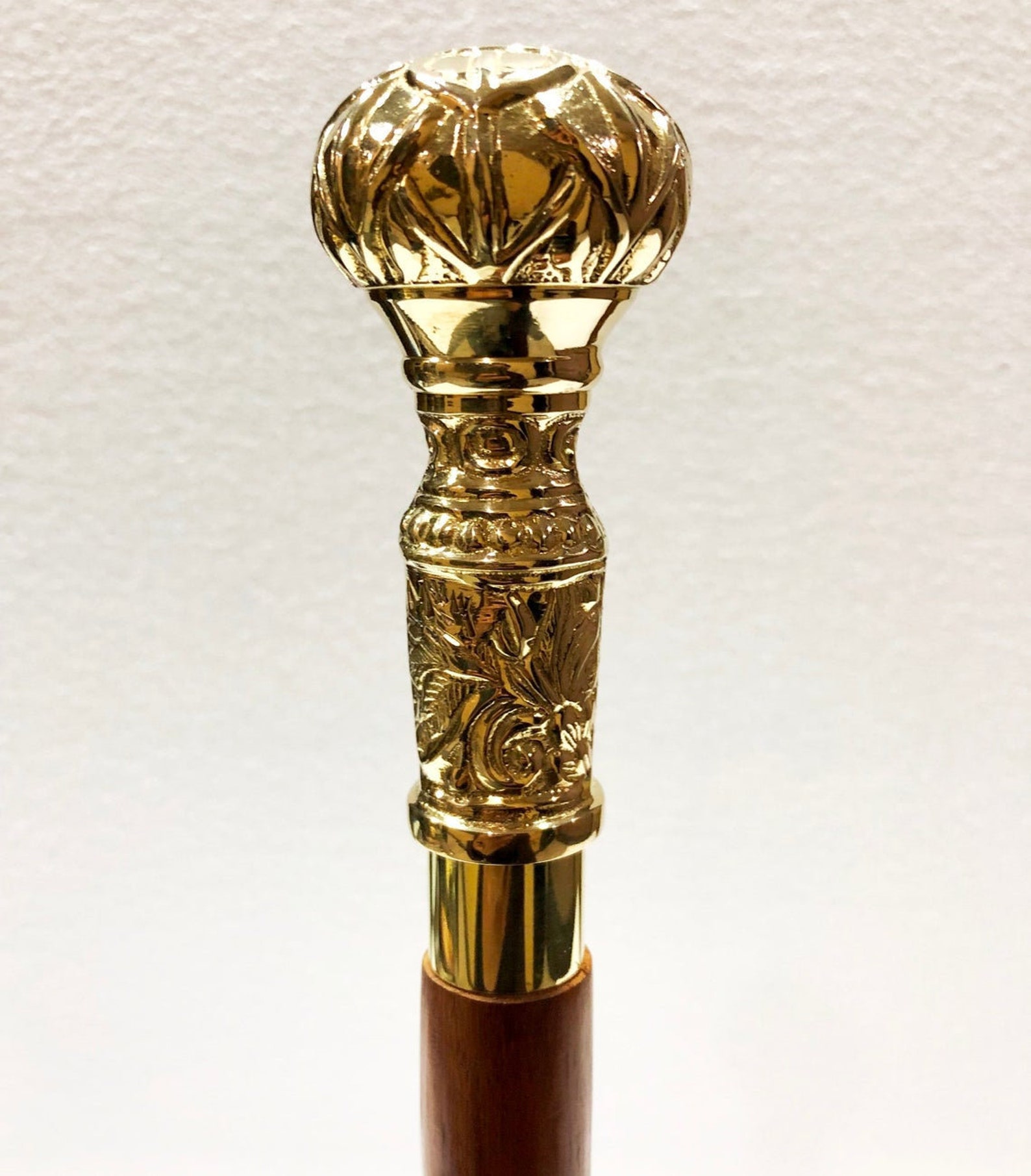 Antique Design Flower Handle Solid Brass Stylish Hard Wood - Etsy UK